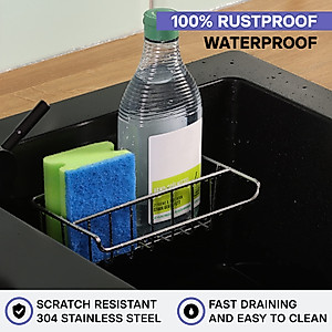 KINCMAX Adhesive Sink Organizer Sponge Holder+Dish Cloth Hanger, 2 in 1, Ideal for Removable Hanging Sink Caddy Brush Holder or Adhesive Sink Rack Dish Drainer, SUS304 Rust Proof,No Drilling