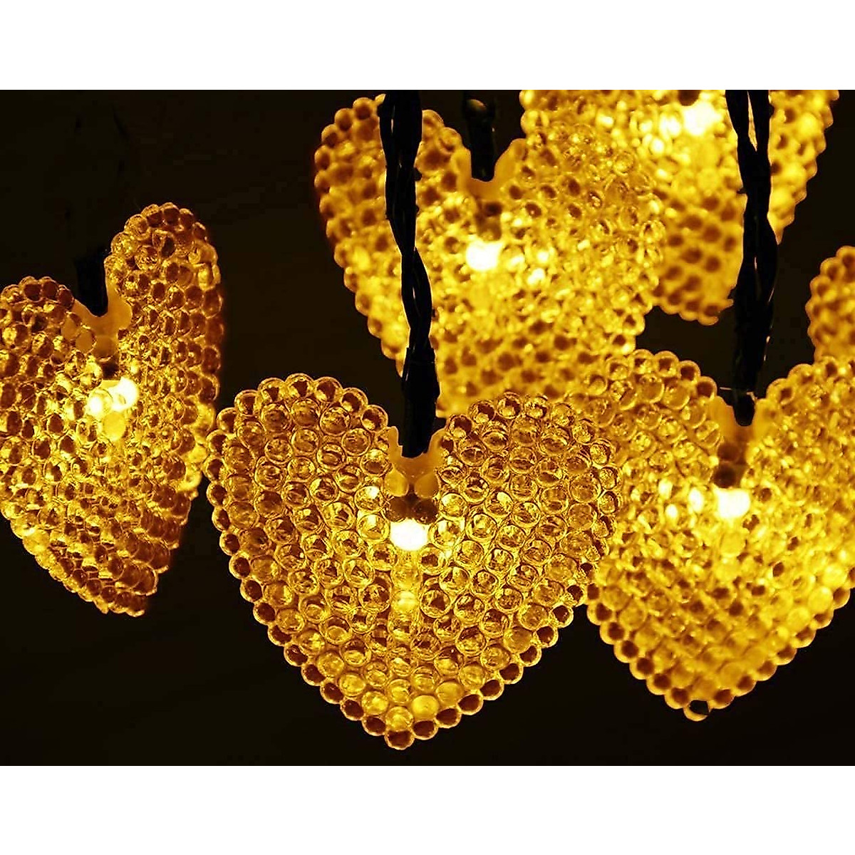 JIAN Heart-Shaped Solar String Light, String Lights Outdoor Garden, 5m 20 LED Decorative Light Garden Lights for Wedding Party Patio Home Christmas Tree Decorations for Christmas (Warm White)