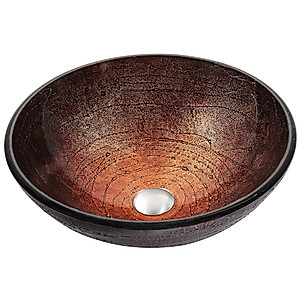 Kraus GV-580-SN Tempered glass/Solid brass Above counter Round Bathroom Sink, 16.5 x 16.5 x 5.5 inches, Bronze