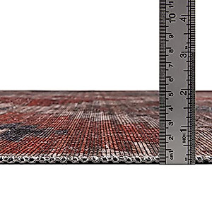 Rugs.com Sisu Collection Washable Rug – 2' x 3' Rust Red Flatweave Rug Perfect for Entryways, Kitchens, Breakfast Nooks, Accent Pieces