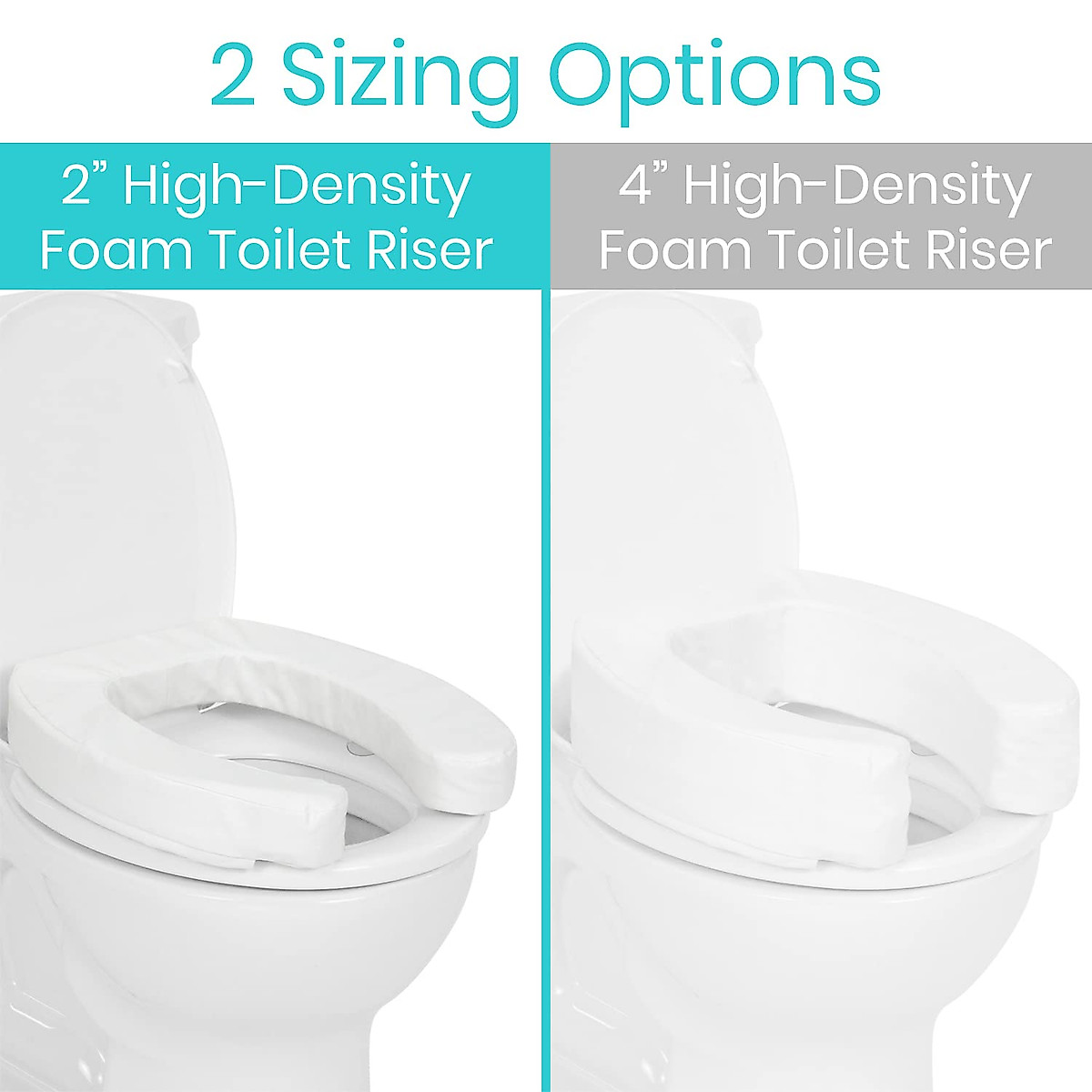 Vive Toilet Seat Cushion 2-Inch High Density Foam - Toilet Raised Donut Easy Clean Portable Cushioned Pad Bathroom Attachment - Elongated Raiser - Comfort, Support for Handicap, Adults, Tailbone Pain