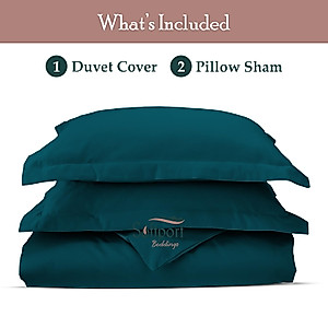 Teal Duvet Cover Oversized King Plus 128x120 - 3 Piece Duvet Cover with 2 Pillow Shams - 100% Egyptian Cotton Comforter Cover with Zipper Closure & 4 Corner Ties, Oversized King Plus Duvet cover set