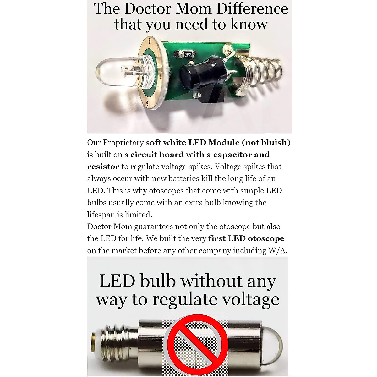 【Lifetime Warranty】5th Gen Dr Mom Professional Otoscope - 100% Forever Guarantee - Full-Size with Our Largest Lens