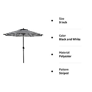 Sunnyglade 9' Patio Umbrella Outdoor Table Umbrella with 8 Sturdy Ribs (Black and White)
