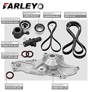 Timing Belt Kit with Water Pump Compatible with Honda, Acura & Saturn Vehicles - Accord, Odyssey, Pilot, TL, RL, MDX, Vue 3.5L, 3.0L, 3.7L #Replaces19200-RDV-J01 TKH002 TCKWP329