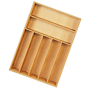 Utopia Kitchen Bamboo Drawer Organizer for Kitchen Utensils, Large Cutlery, and Silverware, Flatware Holder Tray, Natural, 7 Compartments