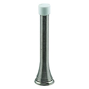 Prime-Line MP9160 Door Stop, 4 inch Reach, Spring Steel, Chrome Plated, Heavy Duty, Flexible Wire, Rubber Tip, Baseboard Mount, Pack of 5
