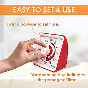 60 Minute Visual Silent Analog, Study Timer, Time Tool for Kids Classroom, Meeting Countdown, Kitchen Cooking Timer, Time Management Tool, Timer with Silent Operation, Colorful, Rectangle