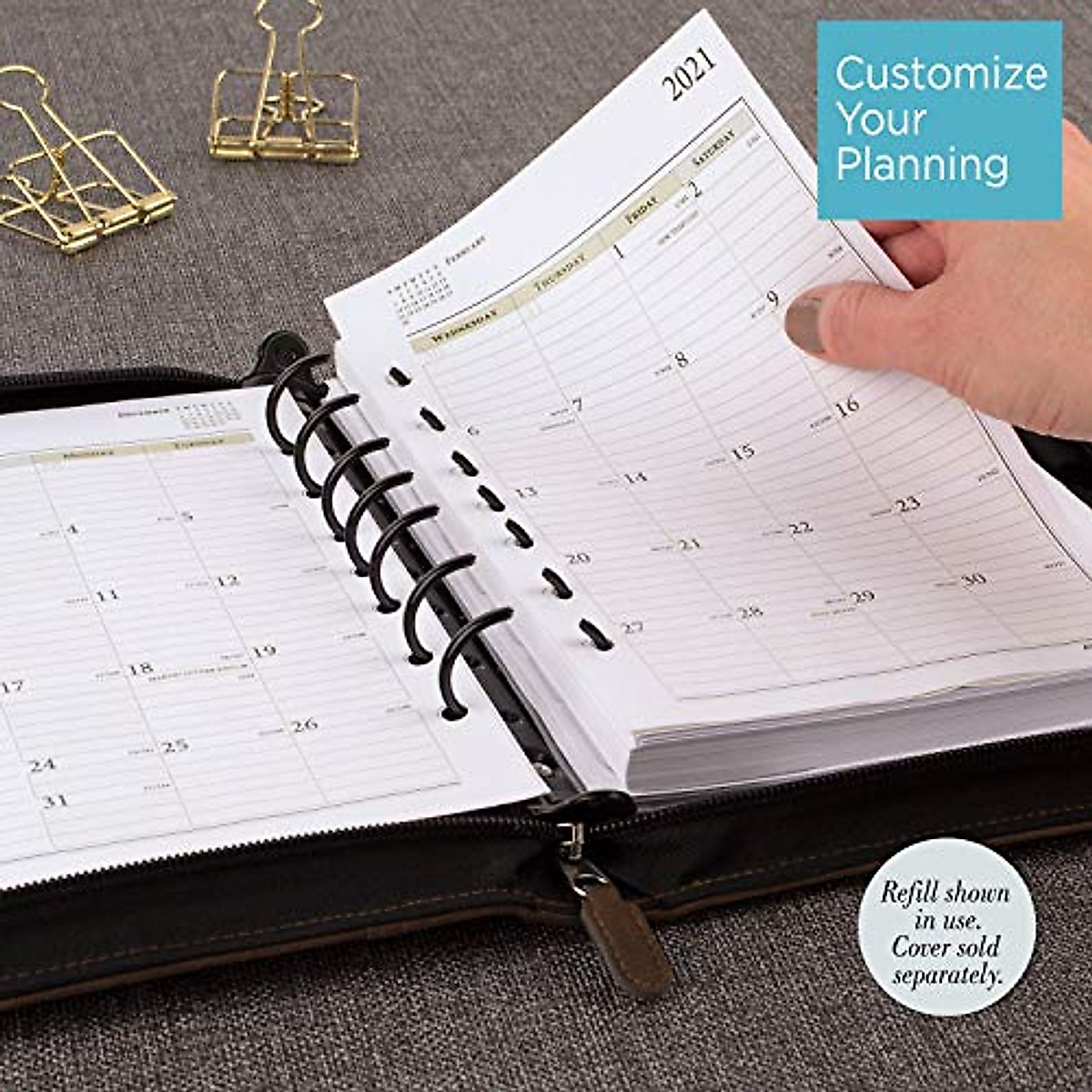 2021 Daily Planner Refill by AT-A-GLANCE, 5-1/2" x 8-1/2", 12010 Day-Timer, Size 4, Two Page per Day (481-225-21)
