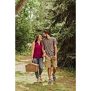 PICNIC TIME Piccadilly Picnic Basket - Romantic Picnic Basket for 2 with Picnic Set, (Natural Canvas)