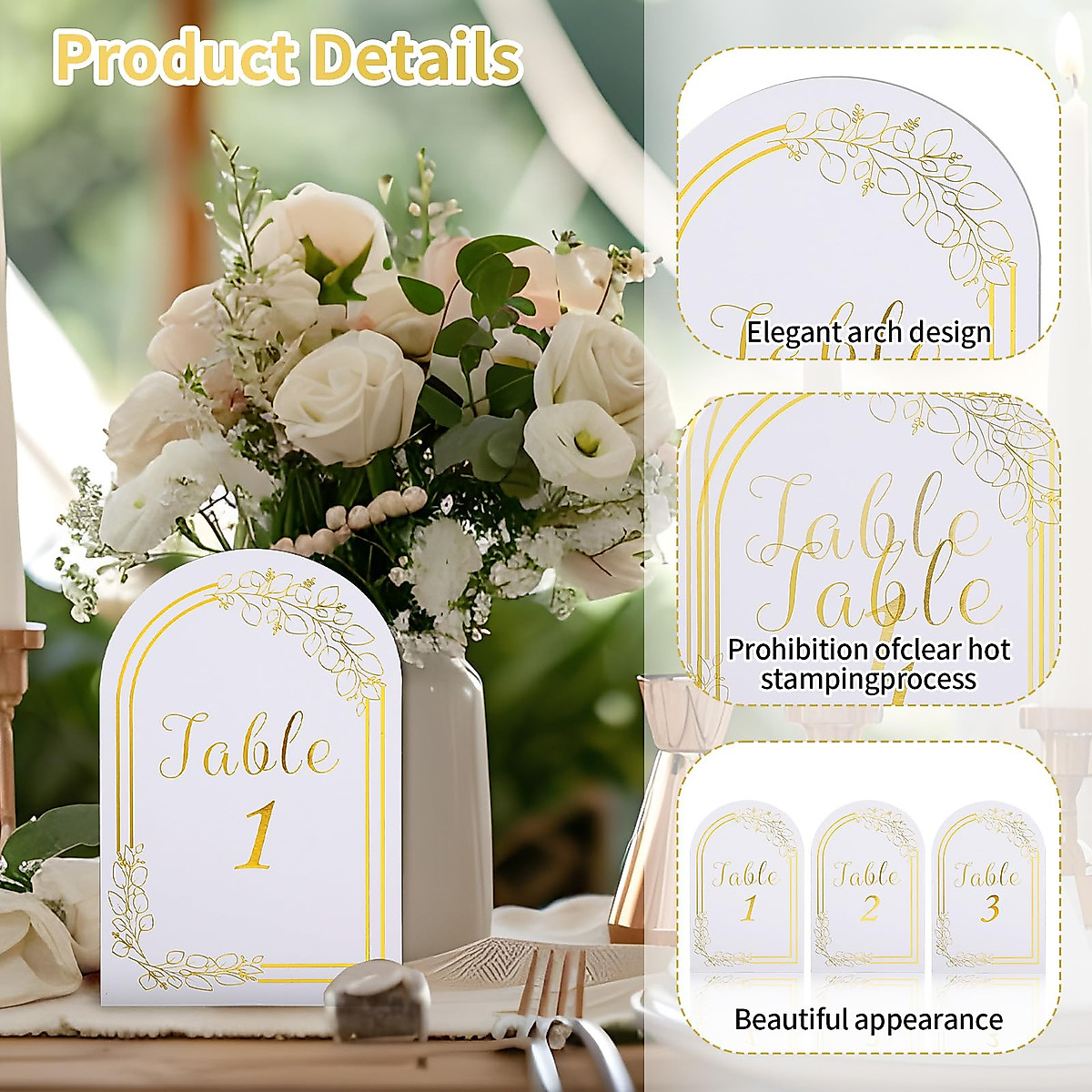 Ubamdom Gold Wedding Table Numbers 1-30, Table Numbers For Wedding Reception, 4x6 Inch Double Sided for Your Wedding, Reception, Anniversary, Birthday Party or Celebration(2 Pack)