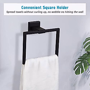 8-Piece Bathroom Hardware Accessories Set, Towel Bar Sets Include Towel Bar Towel Holder Toilet Paper Holder Towel Hook,16 inch Bath Accessories Kit，Matte Black,2 Pack