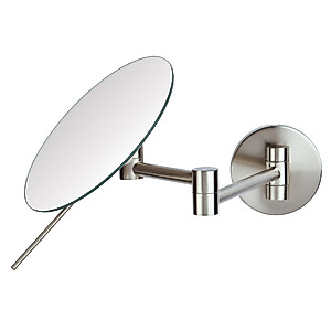 SHARPER IMAGE Jerdon 7.75-Inch Wall Mount Mirror - Makeup Mirror with 5X Magnification & 14-inch Wall Extension - Nickel Finish Round Personal Mirror - Model JRT685N