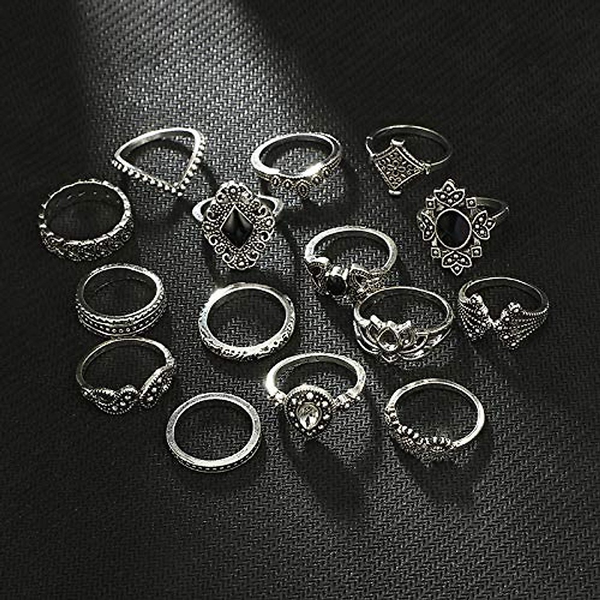 CSIYAN 6-16 PCS Knuckle Stacking Rings for Women,Boho Vintage Stackable Midi Finger Rings Set (I)