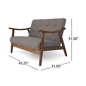 Christopher Knight Home Buda Mid-Century Modern Settee, Dark Gray, Brown