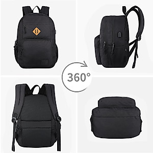 KEOFID classic water resistent travel backpack for men and women, Anti thief laptop backpack with USB charging port, work backpack, school bookbag for college, gift for boys and girls(BLACK)