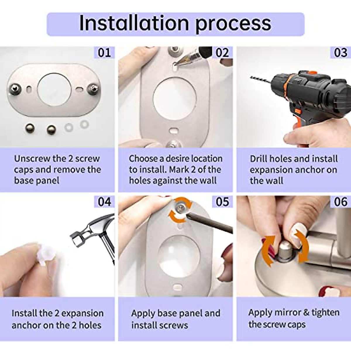 Rechargeable Wall Mounted Lighted Makeup Vanity Mirror, Double Sided 1X/7X Magnifying Mirror, 3 Color Lighting Option Dimmable, 360 Rotation Extension Foldable Arm, Oval Frame Shaving Light up Mirror