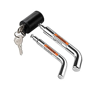 CZC AUTO Hitch Receiver Pin Lock, Right Angle 1/2" and 5/8" Dual Pins for Class I II III IV 1-1/4" 2" and 2-1/2" Receiver, Compatible with Bike Rack Tray Ball Tow Rope for Trailer Truck Car Boat