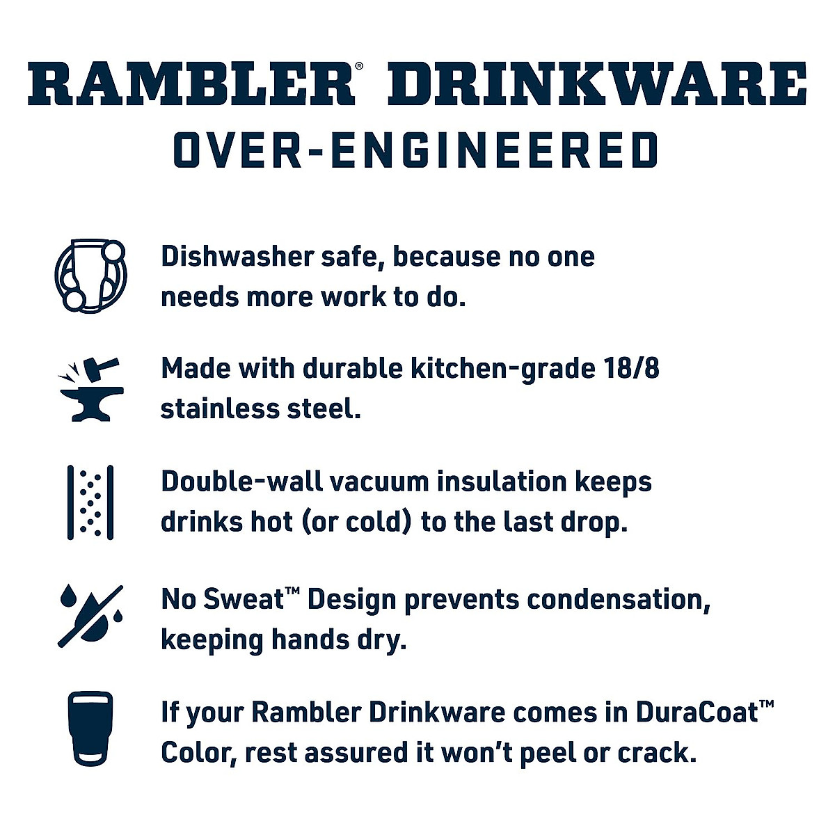 YETI Rambler 26 oz Bottle, Vacuum Insulated, Stainless Steel with Straw Cap, Navy