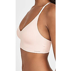 Calvin Klein Invisibles Comfort Lightly Lined Seamless Wireless Triangle Bralette Bra, Nymph's Thigh Lace Racerback, Small