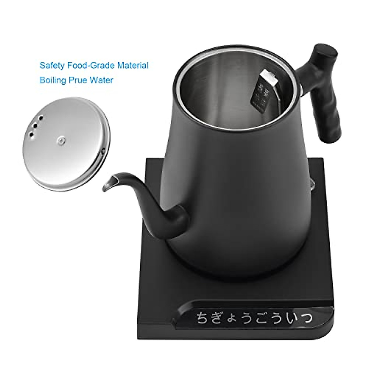 T-magitic Gooseneck Electric Kettle 1 liter,100% Stainless Steel Electric Tea Kettle with Auto Shut - Off Protection, Pour Over Coffee Kettle for Coffee and Tea-Copper (White)