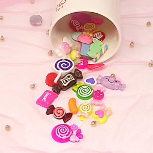 Honbay 30PCS Slime Charms, Assorted Flatback Resin Slime Beads for Scrapbooking, Hair Clip, DIY Crafts, etc (Candy)