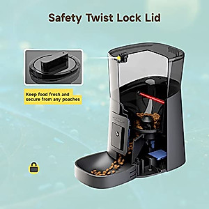 Onliciple Smart Pet Feeder with Camera, 6L WiFi Automatic Cat Feeder Food Dispenser with Camera & Timer, 1080P HD Video with Night Vision, 2-Way Audio, Low Food Alarm, Up to 12 Meals Per Day