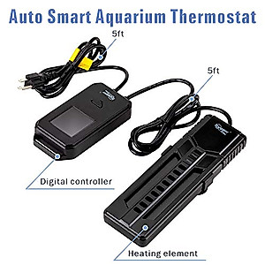hygger 800W Metal Steel Aquarium Heater for Fresh Water, Digital Submersible Heater with Built-in Thermometer, External LCD Display Thermostat Controller, for Fish Tank 120-180 Gallon