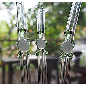 5pcs Glass Straws with Cute Turtle Bent Drinking Straws Stirring Sticks Reusable Glass Straws for Drinks Coffee Juice