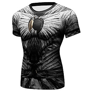 Red Plume Men's Compression Shirts Workout Sports Fitness Short Sleeve Training Base Layers Shirt (Dark Grey, M)