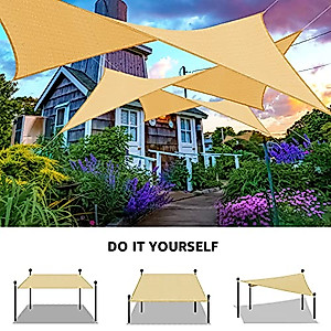 Sun Shades Outdoor Shade Sails Water Permeable & 95% Rectangle UV Block Shade Sail Patio Shades for Outside Shade Cloth for Gardens Back Yard Backyard ​Patio (6.5ft x 10ft, Beige)