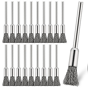 Steel Cleaning End Brushes Pen 20 Pcs, 1/5″ X 1/8″ Wire End Cleaning Brush Metal, Extended Small Wire Brush Rust Paint Removal Bits Polishing Rotary Tools Accessories