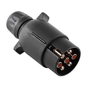 Vdaxvme 7 Pin Adapter Trailer Connector 12V Towbar Towing Waterproof Socket Adapter Standard European Car Truck Caravans Trailer Light Connector 7-Way Round Pin Adapter
