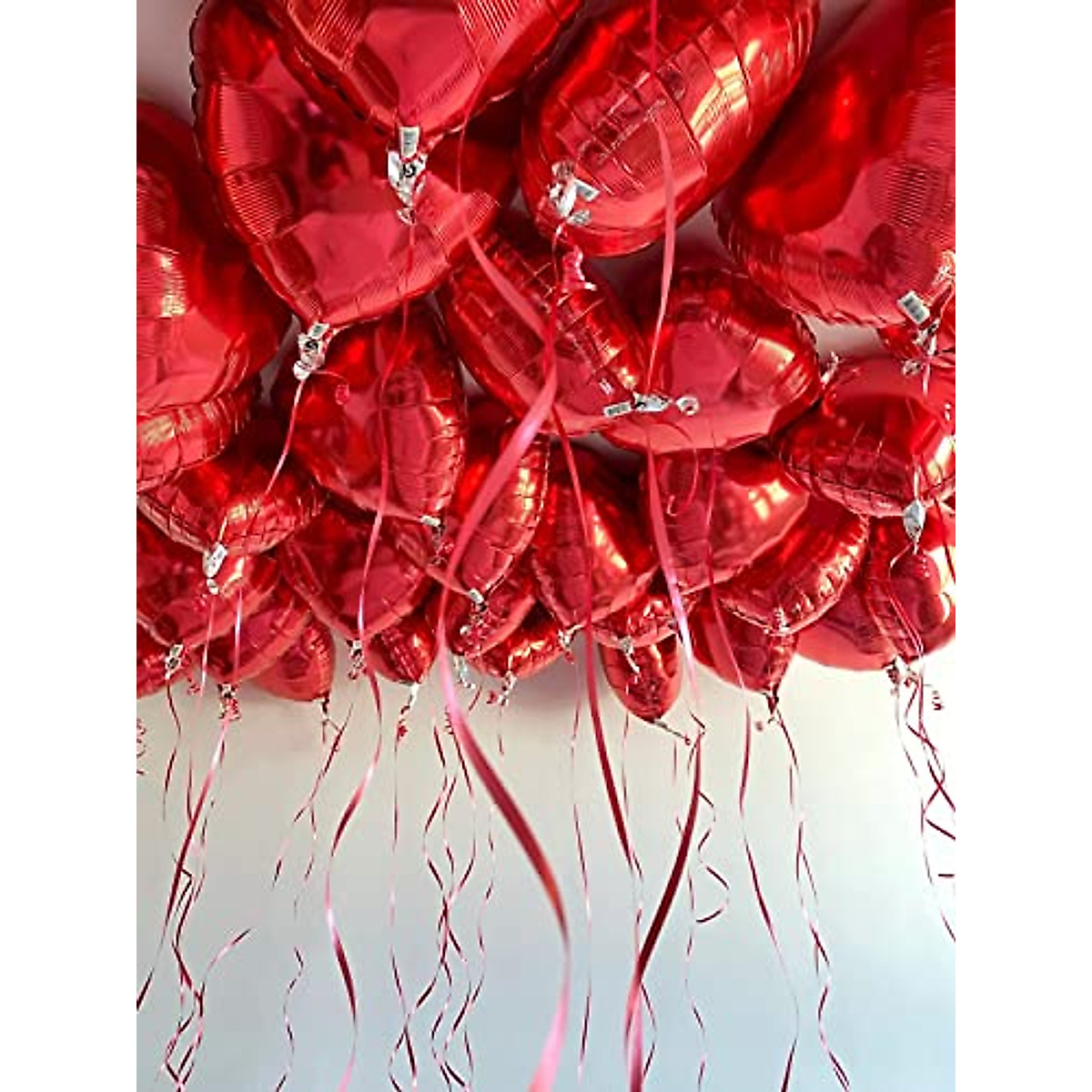30 pcs Red Heart Balloons 18" Heart Love Foil Balloon , Helium Support Valentines Day Wedding Bridal Engagement Party Anniversary Decorations (30 pcs 18")