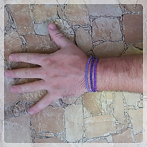 Origin Siam Handmade Thai Woven Triple Stack Bracelet | Wax Cotton Cord String Wristband Set | Adjustable Unisex Boho Friendship Band | Bracelets for Woman, Women, Man and Men (Purple Violet Lilac)