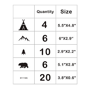 Set of Woodland Bears, Arrows, Teepees, Trees and Mountains Wall Decals, Vinyl Stickers for Bedroom, Living Room, School, Nursery Wall Decals A41 (White)