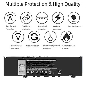 YXKC F62G0 39DY5 38Wh Laptop Battery for Dell Inspiron 13 7000 i7373 7373 7386 2-in-1 7370 7380 5370 P83G P87G P91G P83G001 P83G002 P87G001 Vostro 13 5370 039DY5 0F62G0 RPJC3 0RPJC3 F62GO 11.4V