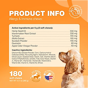 Dog Allergy Relief Chews - Itch Relief for Dogs - Anti Itch - Dog Allergy Chews - US Formulated Dog Itching Skin Relief with Salmon Oil - Immune Health, Seasonal Allergies & Hot Spots Support Treats