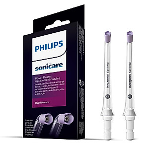 Philips Sonicare Quad Stream F3 Oral Irrigator Nozzle Twin Pack - Oral Water Flosser use with Philips Sonicare Cordless Power Flosser (Model HX3062/00) Purple