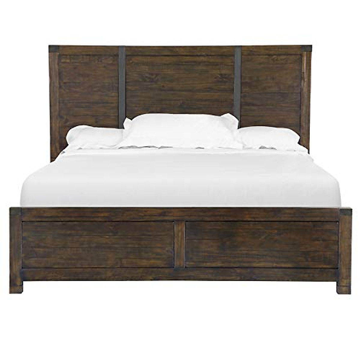 BOWERY HILL Transitional Wood Pine Finish Hill King Panel Bed