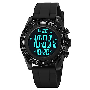 CakCity Digital Sports Watch for Men and Women, Waterproof Stopwatch with ， LED Screen Multifunction Outdoor Unisex Wristwatch - Silicone Strap