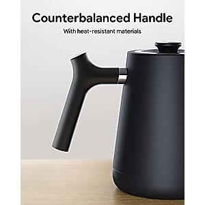 Gooseneck Electric Tea Kettle Pour-Over Kettle for Coffee, with 5 Variable Presets, 100% Stainless Steel Inner, with Keep Warm and Mute Function 0.8L, 1000W Quick Heating, Matte Black