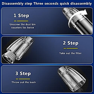 Portable Handheld Car Vacuum Cleaner 120W Power Cordless Suction Wet Dry Vacuum Cleaner for Car Detailing Travel RV Camper for Home and Car (Black)