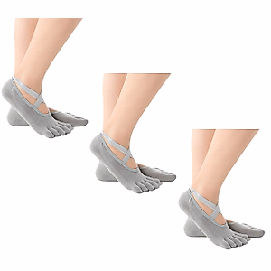 CASAGOOD Female Sports Socks Yoga Socks Women Full Toes Socks Yoga Women/Girls for Pilates, Pure Barre, Ballet, Dance, Barefoot Workout (Gray)