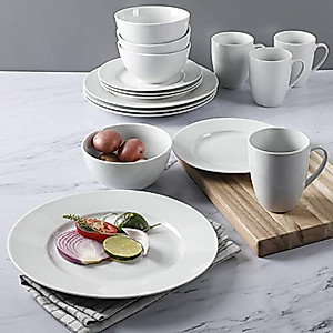 Gibson Home Back to Basics Dinnerware Sets, Round: Service for Four (16pcs), Classic Pearl