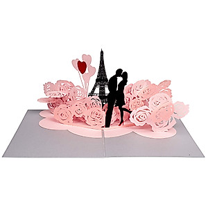 Paper Love Valentines Day Pop Up Card, Eiffel Tower, 3D Popup Greeting Cards, For Wedding, Anniversary, Valentine’s Day, Love, Romance, Birthday, All Occasion