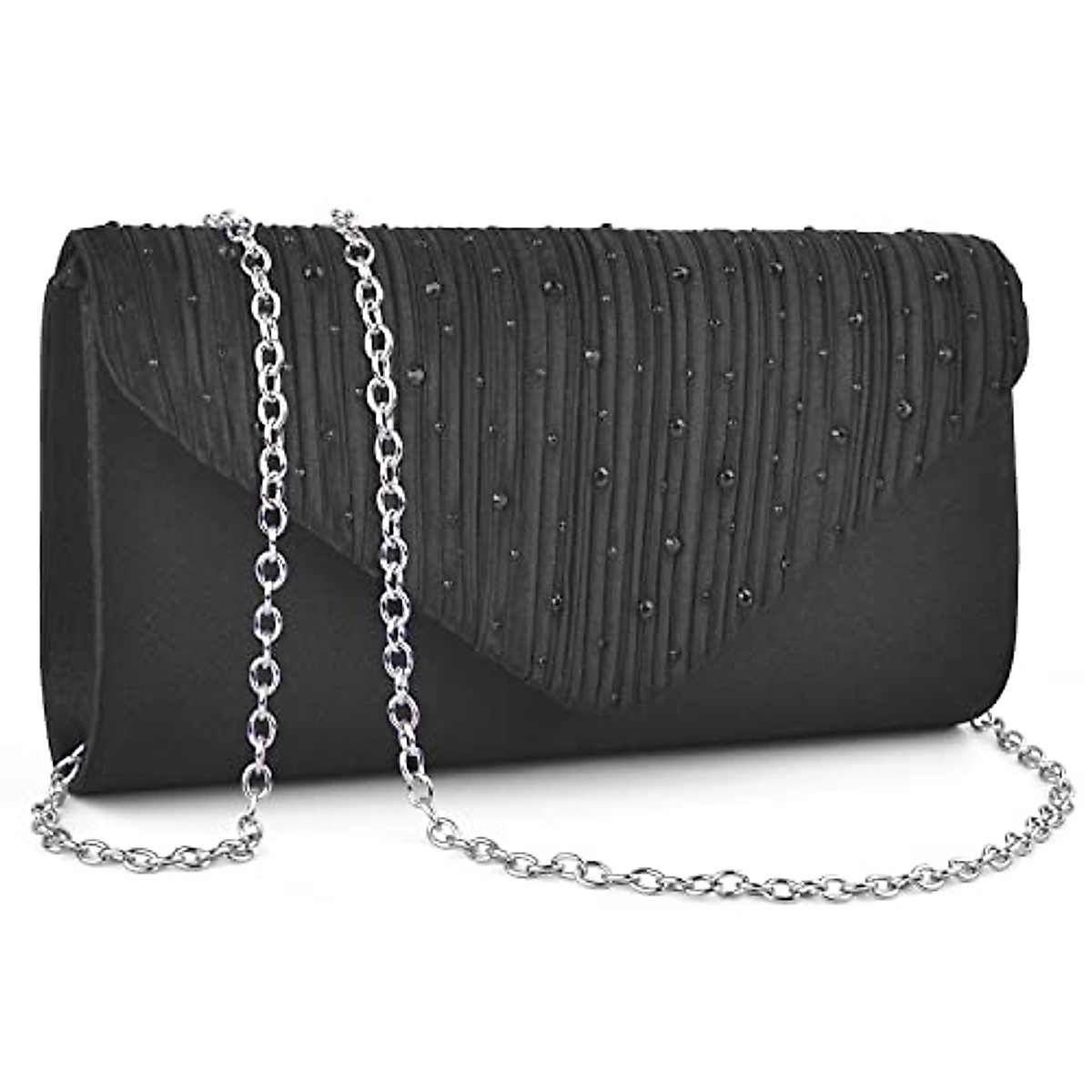 TINDTOP Clutch Purses for Women, Formal Evening Clutch Bags Sparkling Shoulder Envelope Party Handbags Wedding Cocktail Prom Clutches (Black)