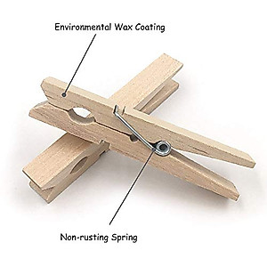 Areedy 200PCS Wood Clothes Pins 2.5cm Sturdy Mini Clothespins Photo Clips with Jute Twine Multi-Function DIY Paper Peg Pin Craft Clips