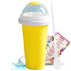 Slushy cup drink maker,homemade slushie cup maker Quick Frozen Smoothies,milkshake maker,freeze the cups and get insta magic slushy drink no need slushie machine,cool cup. (Yellow)