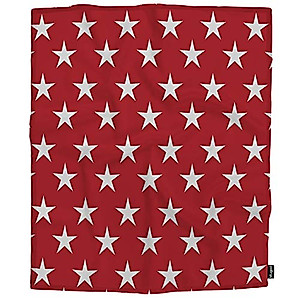 Mugod Stars Throw Blanket USA Flag White Stars on a Red Background Seamless Pattern Decorative Soft Warm Cozy Flannel Plush Throws Blankets for Bedding Sofa Couch 50 X 60 Inch